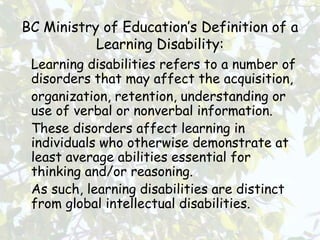 Class 3 powerpoint--language based learning disabilities | PPTX