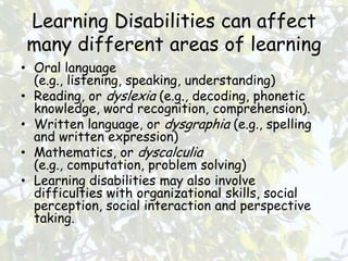 Class 3 powerpoint--language based learning disabilities | PPTX
