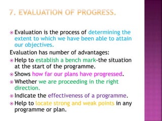 Principles, Steps of programme planning, evaluation and monitoring of ...