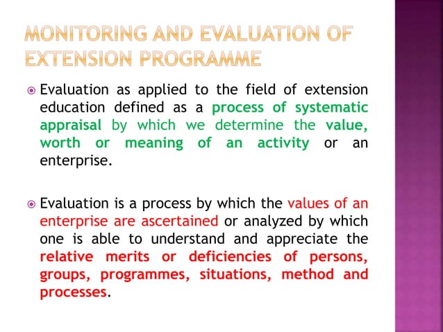 Principles, Steps of programme planning, evaluation and monitoring of ...
