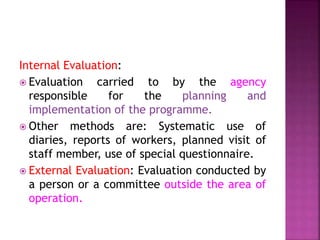 Principles, Steps of programme planning, evaluation and monitoring of ...