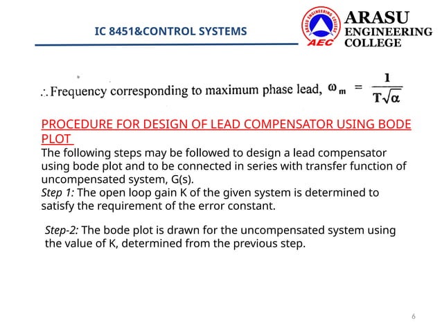 Bode plot and control system root locus graph | PPT