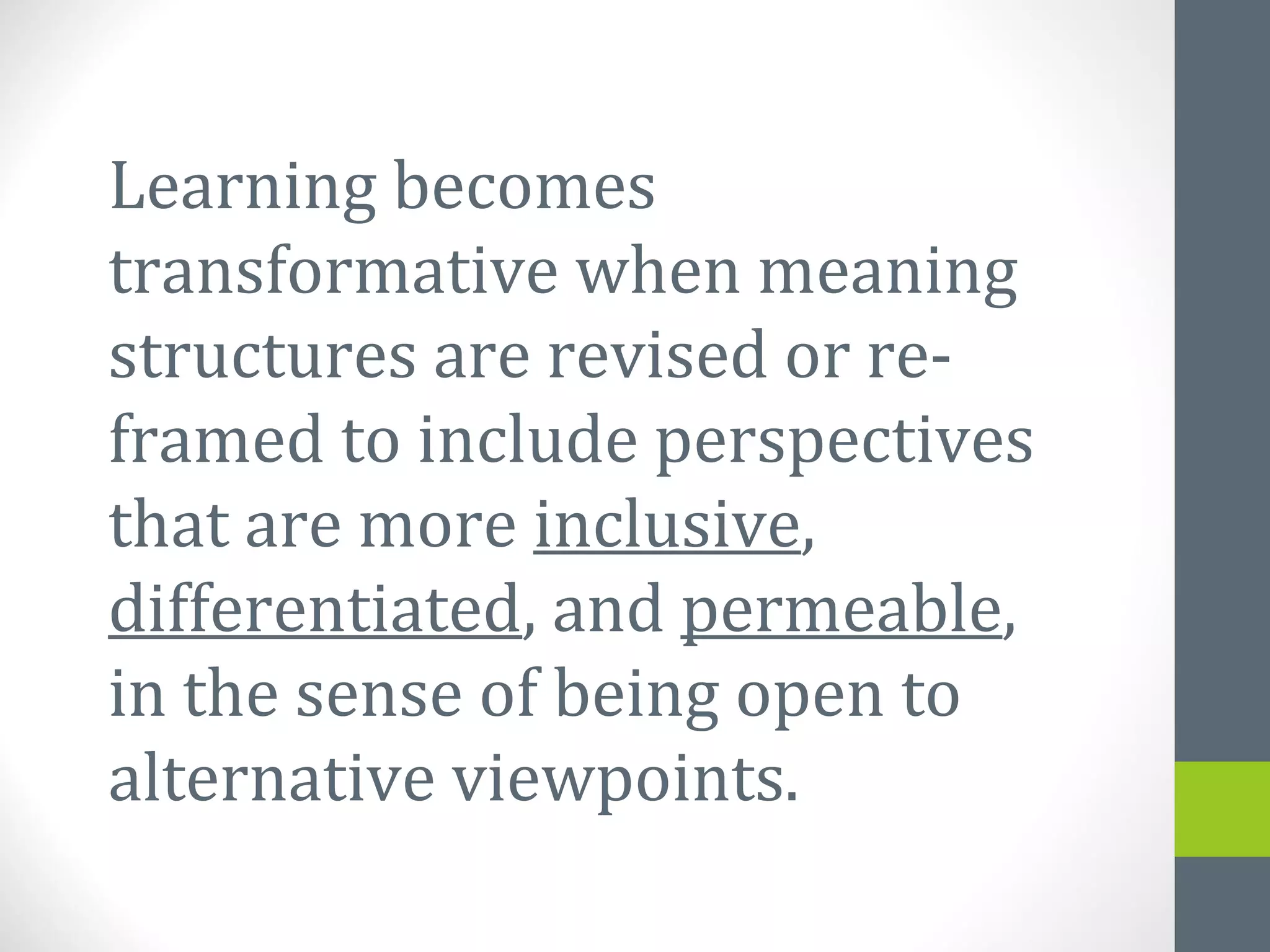 Class 4 mezirow's transformative learning theory | PPT