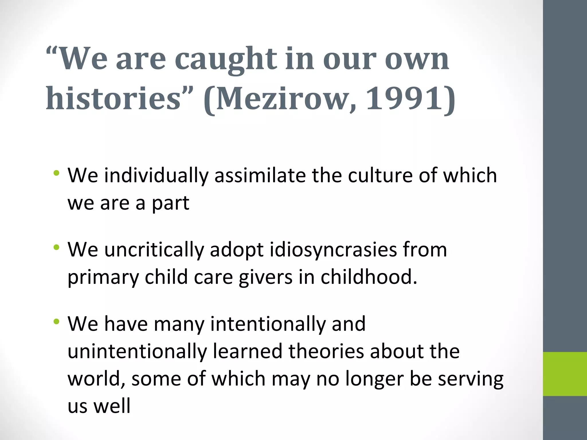 Class 4 mezirow's transformative learning theory | PPT