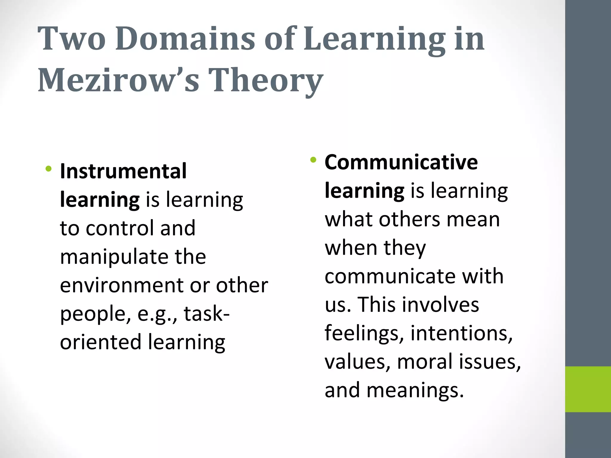 Class 4 Mezirows Transformative Learning Theory Ppt Adult
