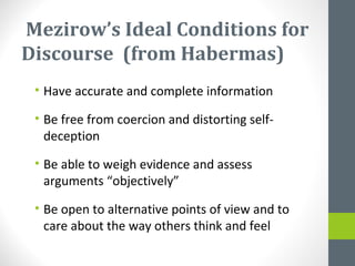 Class 4 mezirow's transformative learning theory | PPT