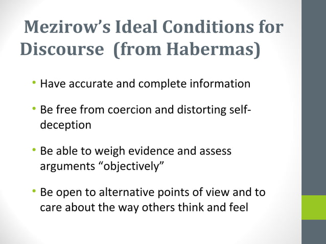 Class 4 mezirow's transformative learning theory | PPT | Adult ...