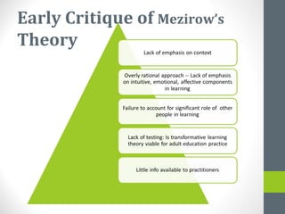Class 4 mezirow's transformative learning theory | PPT
