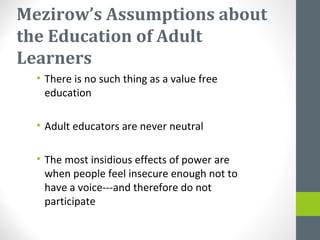 Class 4 mezirow's transformative learning theory | PPT