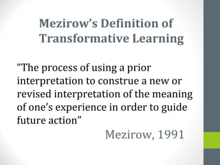 Class 4 mezirow's transformative learning theory | PPT