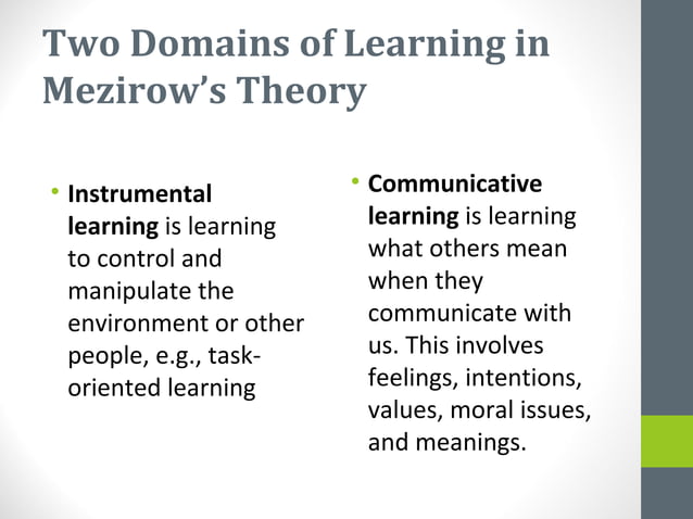 Class 4 Mezirows Transformative Learning Theory Ppt Adult