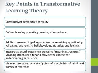 Class 4 mezirow's transformative learning theory | PPT