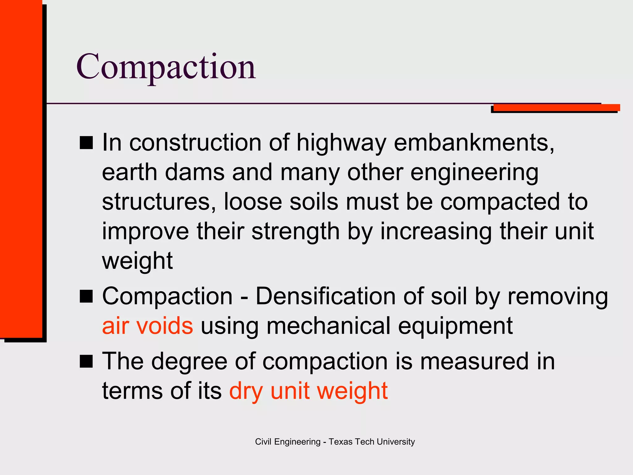 Class 4 Soil Compaction ( Geotechnical Engineering ) | PDF