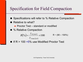 Class 4 Soil Compaction ( Geotechnical Engineering ) | PDF