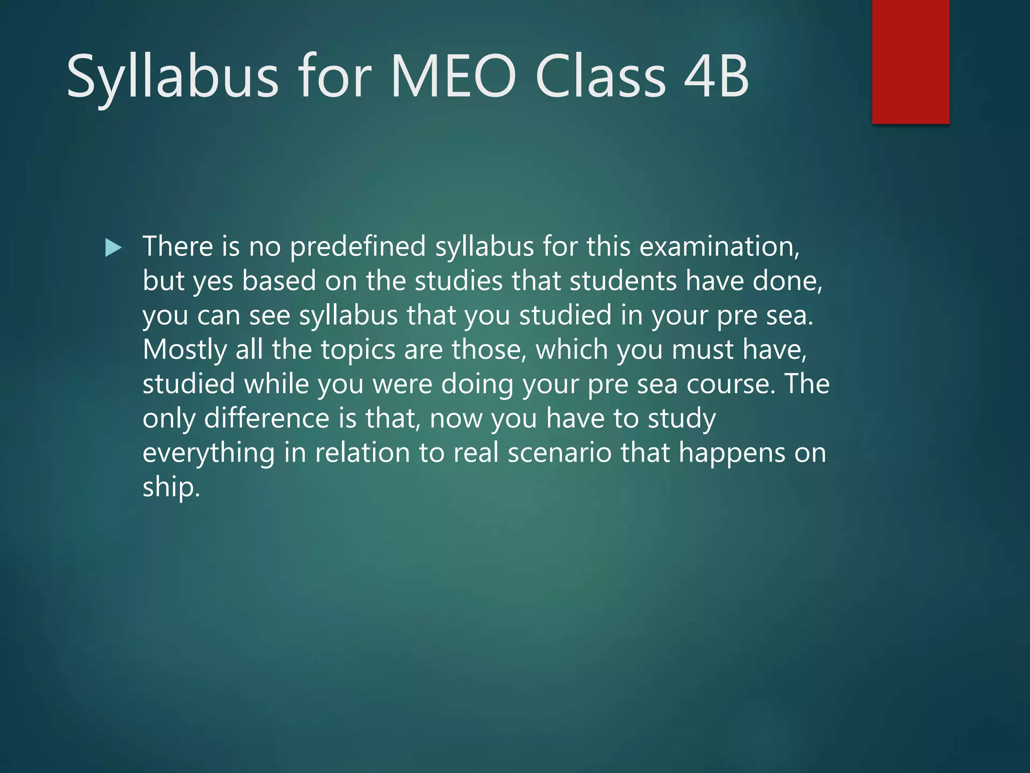 COMPLETE DETAILS OF MEO CLASS4 EXAMINATION | PPTX