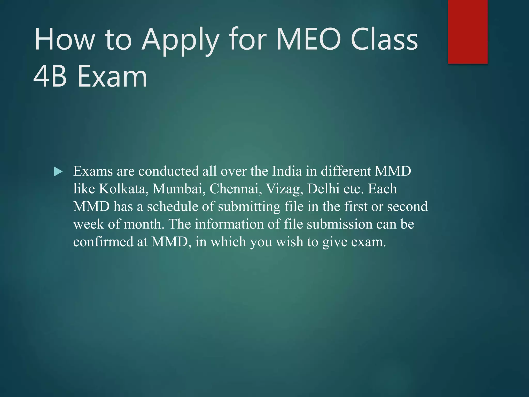 COMPLETE DETAILS OF MEO CLASS4 EXAMINATION | PPTX