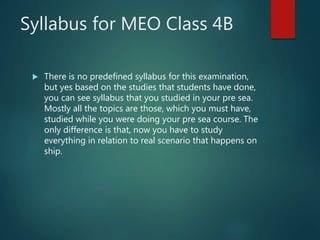 COMPLETE DETAILS OF MEO CLASS4 EXAMINATION | PPTX