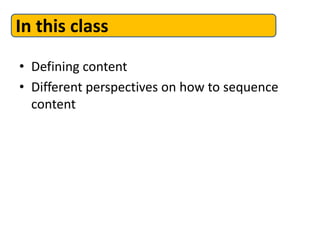 Content and sequence | PPT