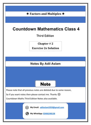 Countdown Maths Class 4 Chapter # 2 Solution | PDF