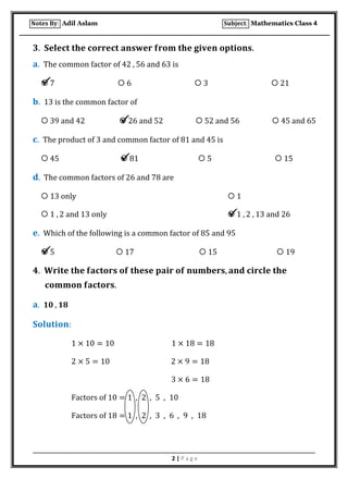 Countdown Maths Class 4 Chapter # 2 Solution | PDF