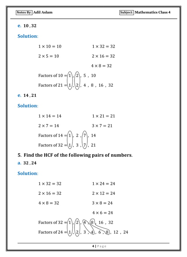 Countdown Maths Class 4 Chapter # 2 Solution | PDF