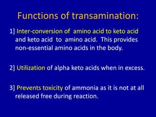 General Reactions involved in amino acid metabolism | PPTX