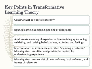 Class 5 mezirow's tl theory adlt 671 | PPT