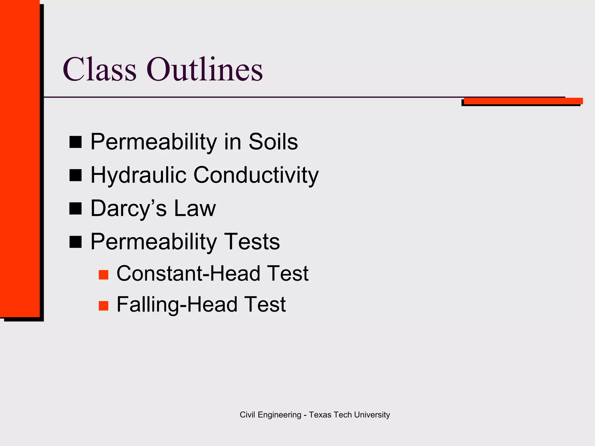 Class 5 Permeability Test ( Geotechnical Engineering ) | PDF
