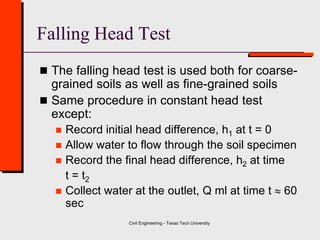 Class 5 Permeability Test ( Geotechnical Engineering ) | PDF