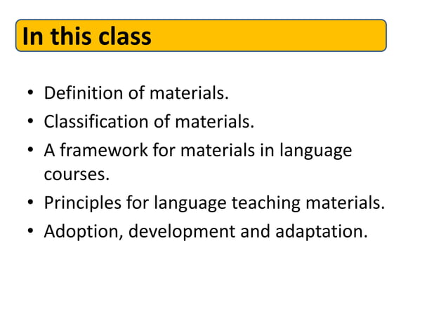 Language teaching materials | PPTX | Education