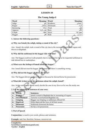 Iqbal Series English for Class 5th (solved) | PDF