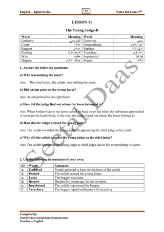 Iqbal Series English for Class 5th (solved) | PDF