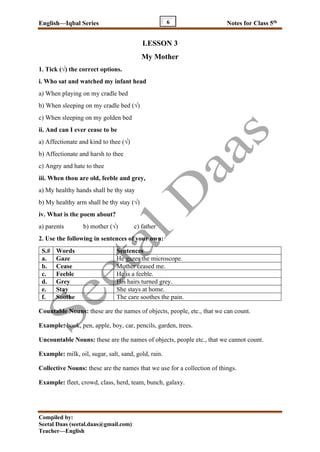 Iqbal Series English for Class 5th (solved) | PDF