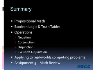 Class 6 truth tables and boolean math | PPT