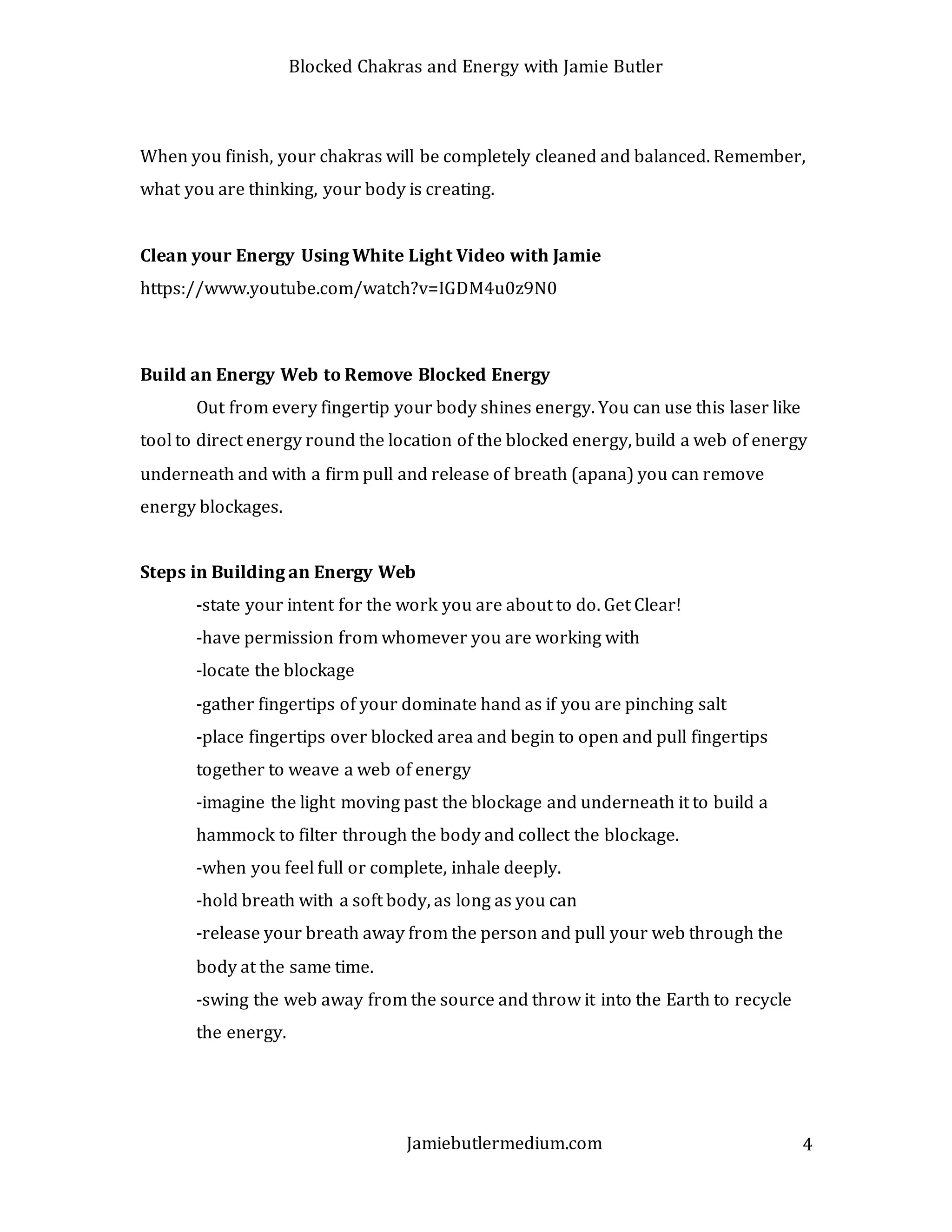 Class #6 blocked energy and chakras with Jamie Butler | DOCX