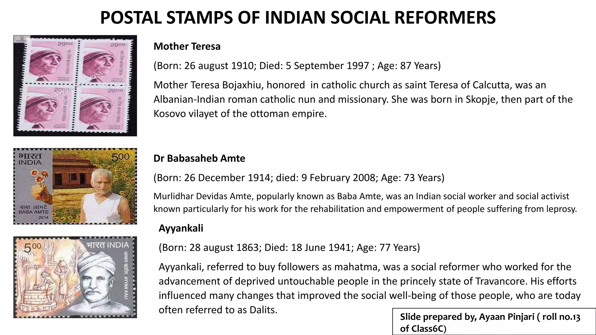 Indian people on commemorative stamp by Aryana Roy and team | PPTX