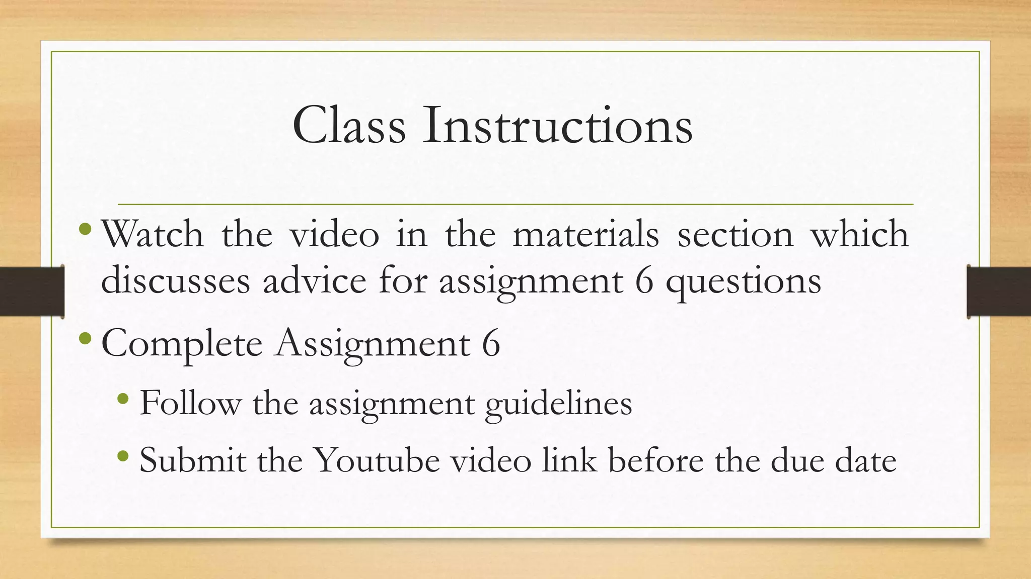 Class 6 instructions | PPTX