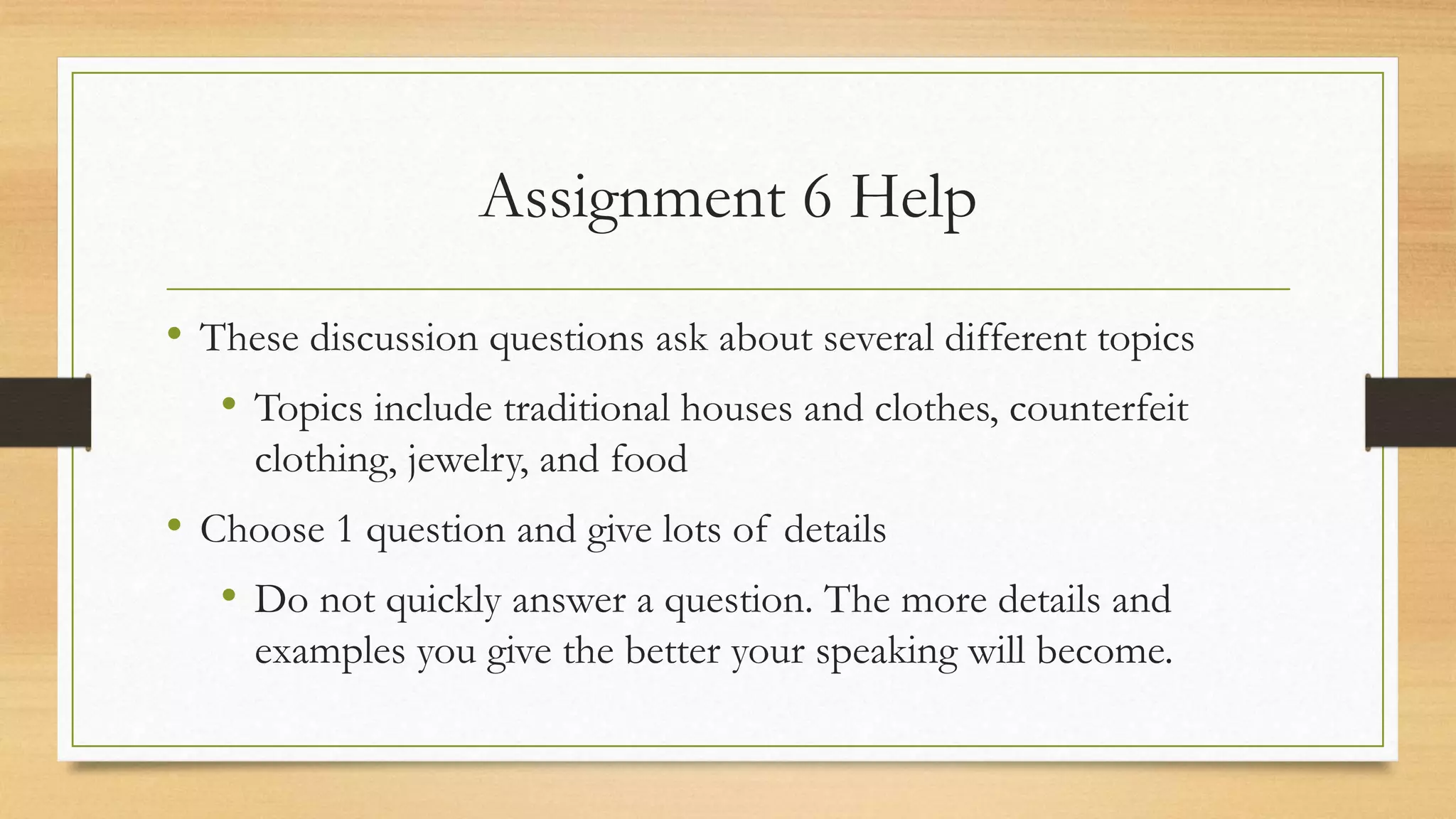 Class 6 instructions | PPTX