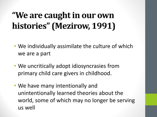 Class 6 intro to mezirow's transformative learning theory | PPTX