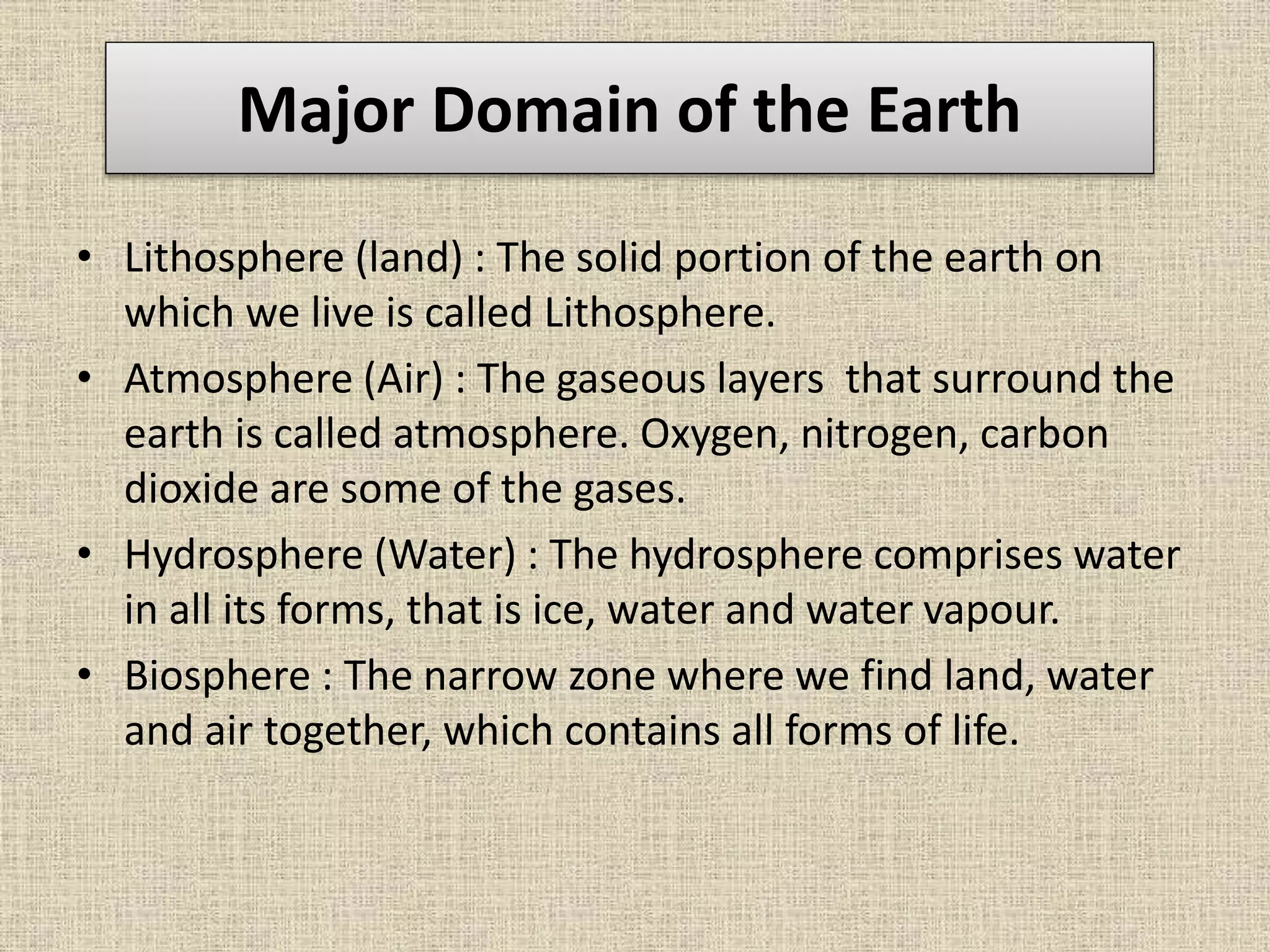 Class6 Major Domain of the Earth | PPTX
