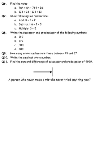 Mathematics Class 6 Paper | PDF | Educational Assessment | Education