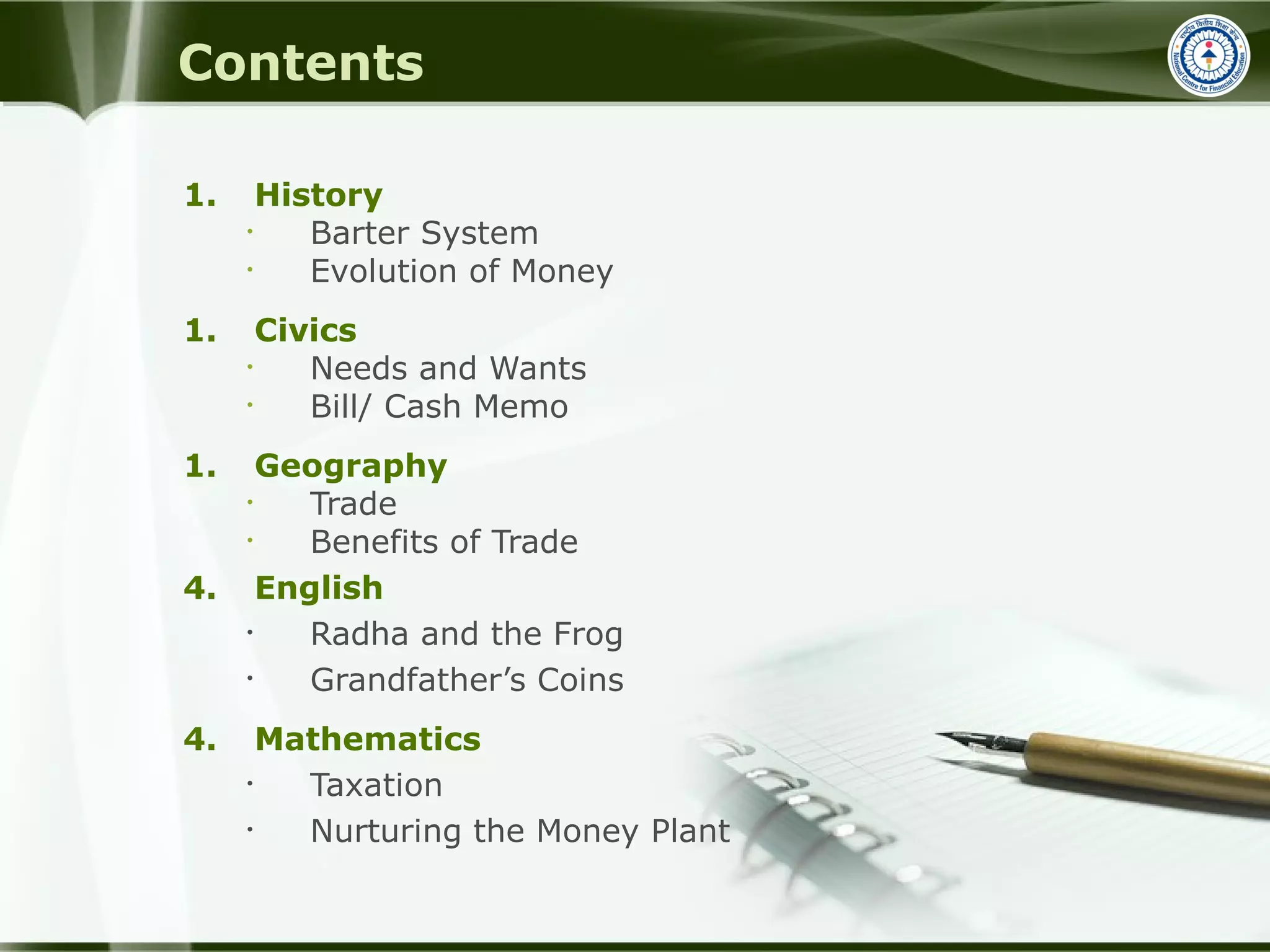 Class VI ppts based on Financial Education workbook | PPT