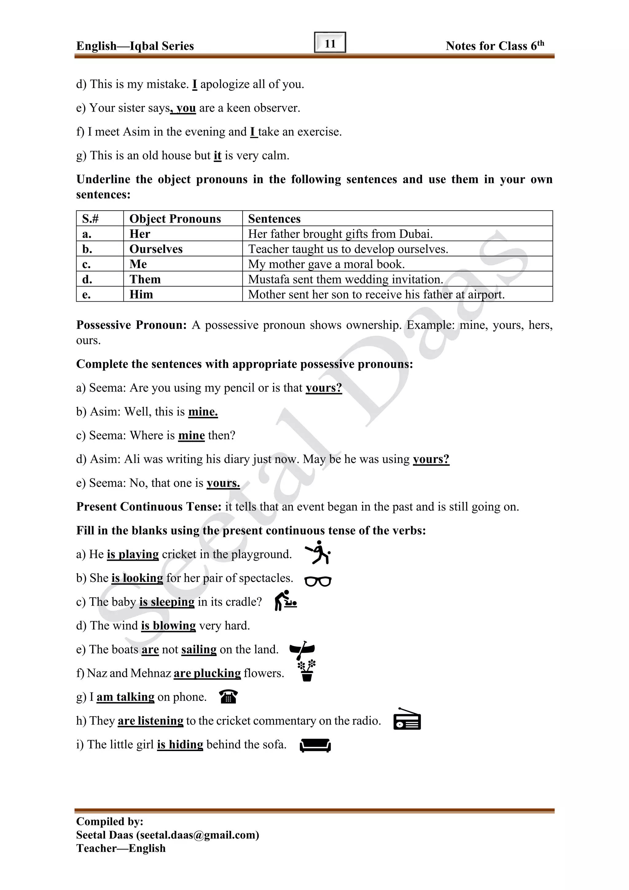 Iqbal Series English for Class 6th (solved) | PDF