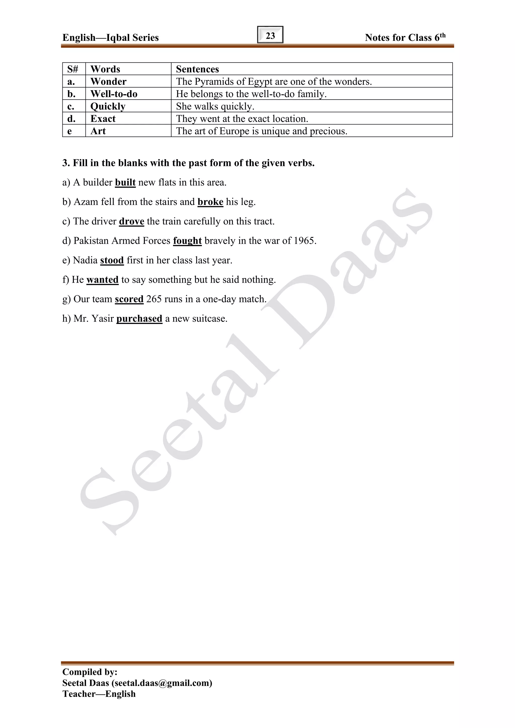 Iqbal Series English for Class 6th (solved) | PDF