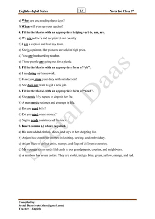 Iqbal Series English for Class 6th (solved) | PDF