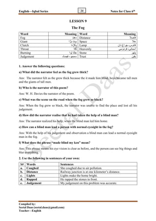 Iqbal Series English for Class 6th (solved) | PDF