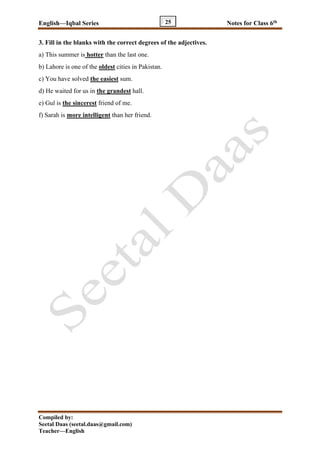 Iqbal Series English for Class 6th (solved) | PDF