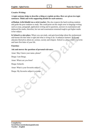 Iqbal Series English for Class 6th (solved) | PDF