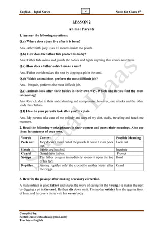 Iqbal Series English for Class 6th (solved) | PDF