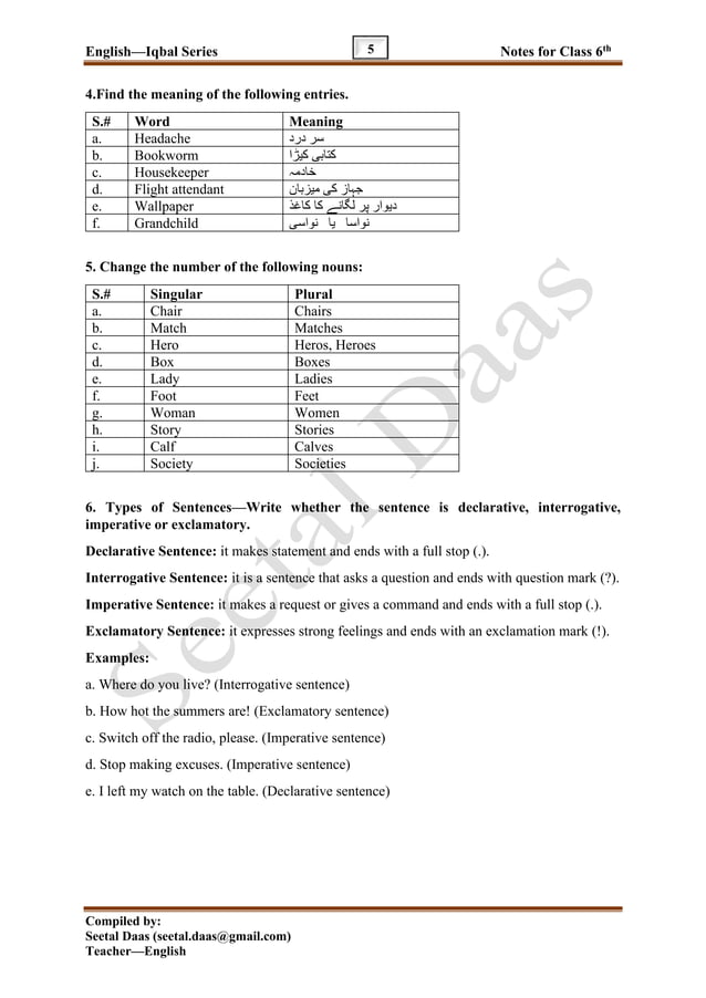 Iqbal Series English for Class 6th (solved) | PDF